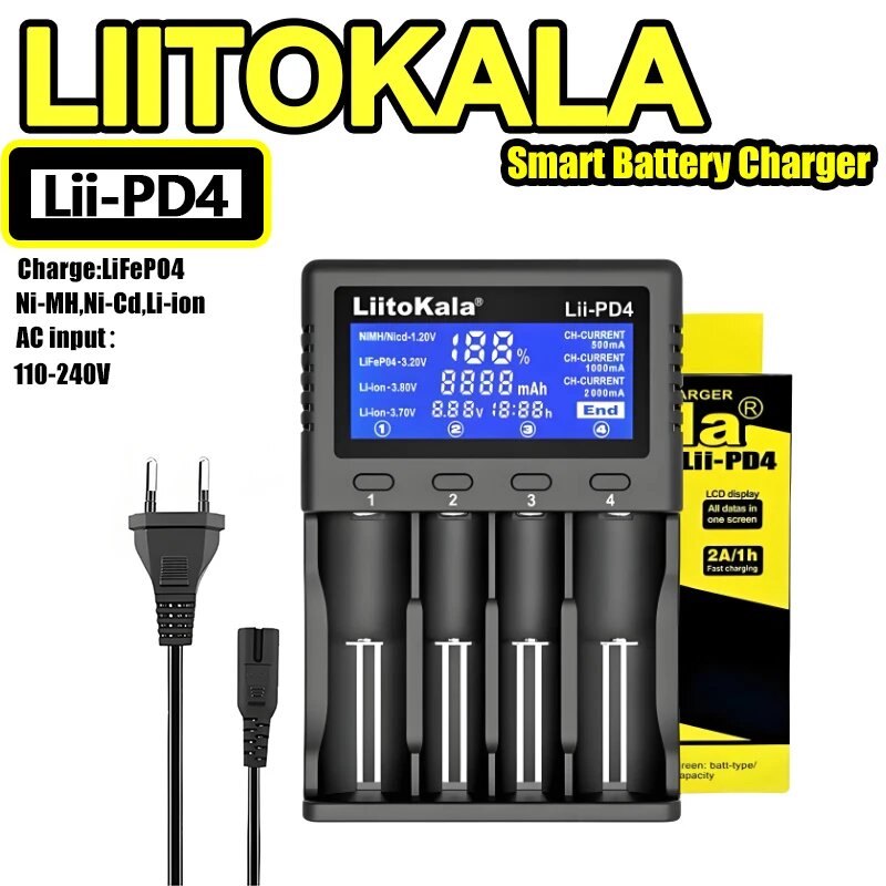 LiitoKala Lii-PD4 зарядное устройство для аккумуляторов, ЕС, Lii-PD4