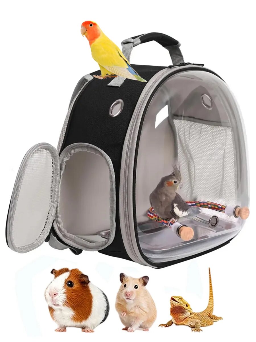 Переноска для попугаев "Голубой арахисовый попугай", прозрачный, для путешествий