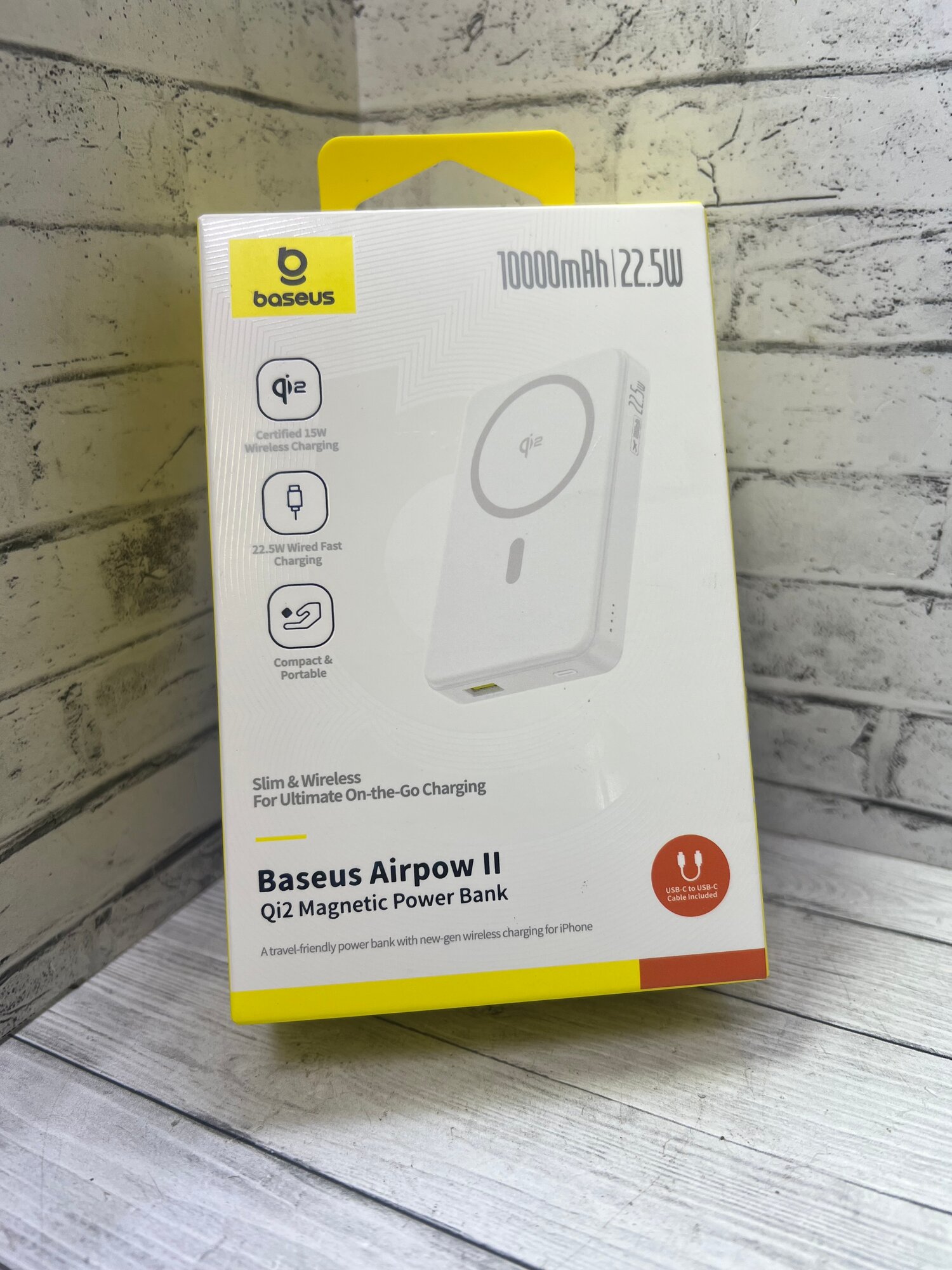 Внешний аккумулятор MagSafe Baseus Airpow II Qi2 Magnetic 10000 мАч Moon White