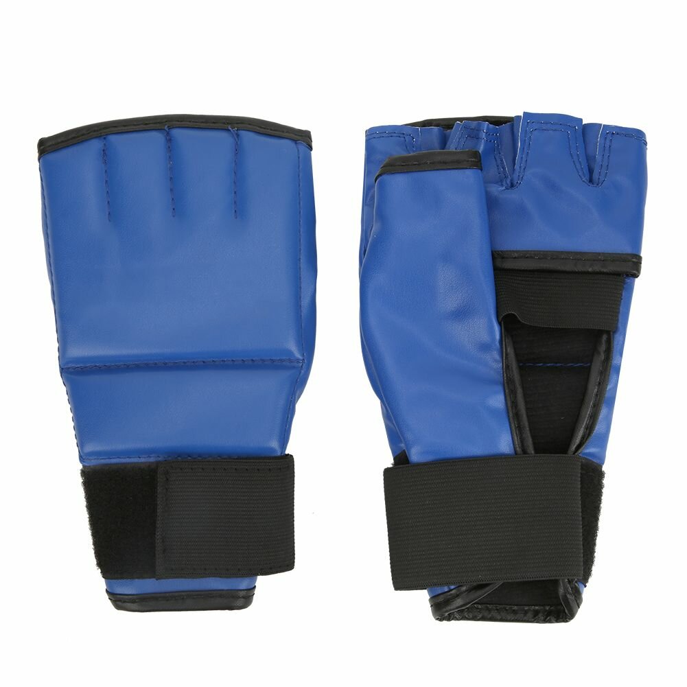 Дышащие боксерские перчатки из искусственной кожи для взрослых, бесплатные боевые спарринги, мешок с песком, тренировочное оборудование, синие перчатки, красная буквенная этикетка