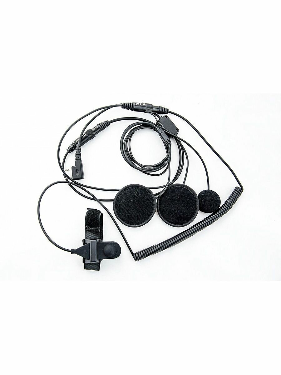 Универсальная подшлемная разъёмная гарнитура для рации Терек с защитой от ветра и шума