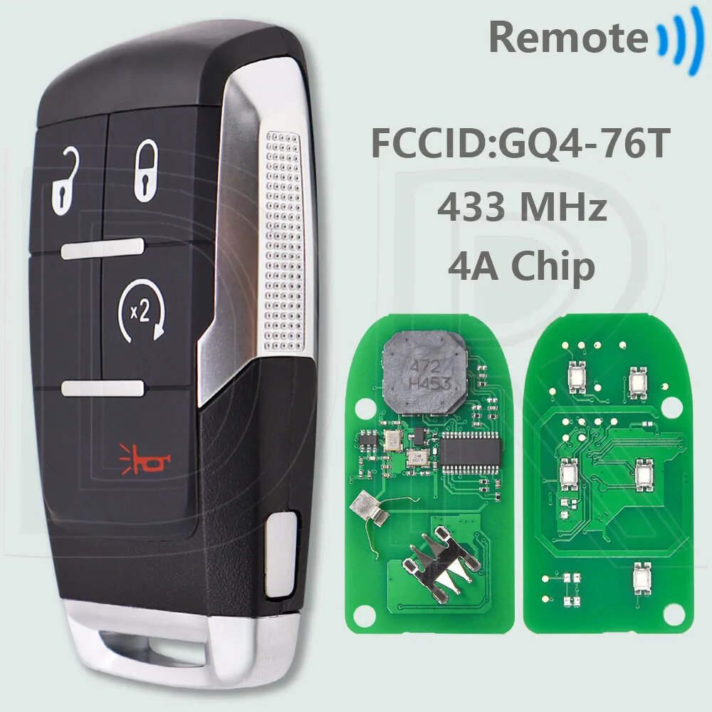 DR GQ4-76T 4A Чип 433 МГц Бесключевой автомобильный дистанционный ключ Go 68374994 Для Dodge RAM Pickup HD 1500 2500 3500 4500 5500 2019-2021 3Plus1 BT Start