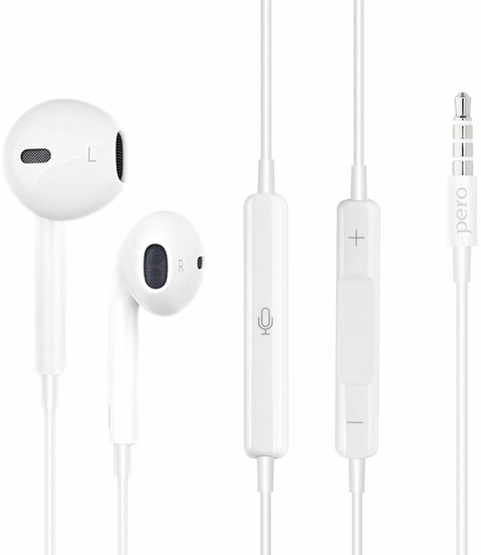 Наушники Pero EP02 1.2м белый
