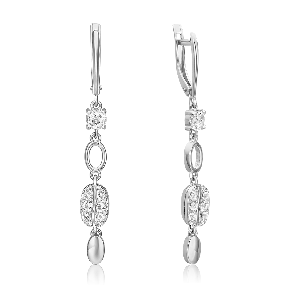 Серьги, белое золото, 585 проба, топаз