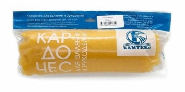 Кардочес Камтекс "Мини", 100% полутонкая шерсть, 104, желтый, 100 г
