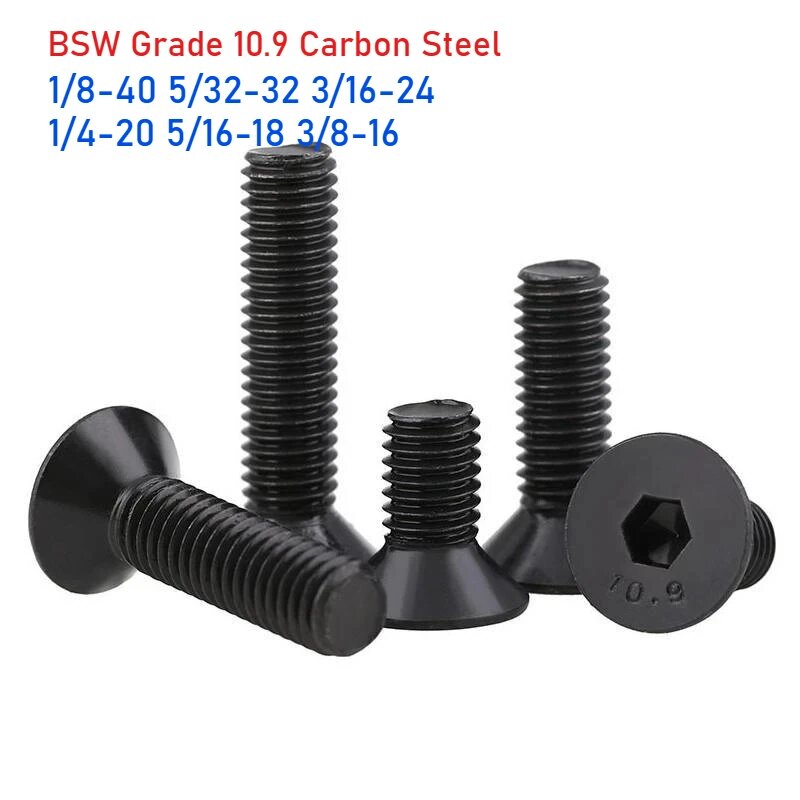 Huiruixin Болты с шестигранной головкой и потайной головкой из углеродистой стали 3 16-24(5pcs), 3 8