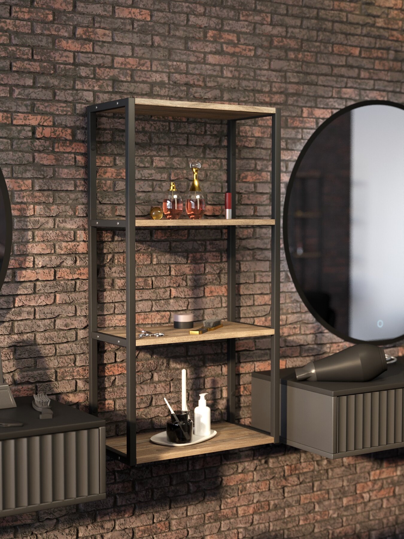 Полка настенная высокая лофт широкая