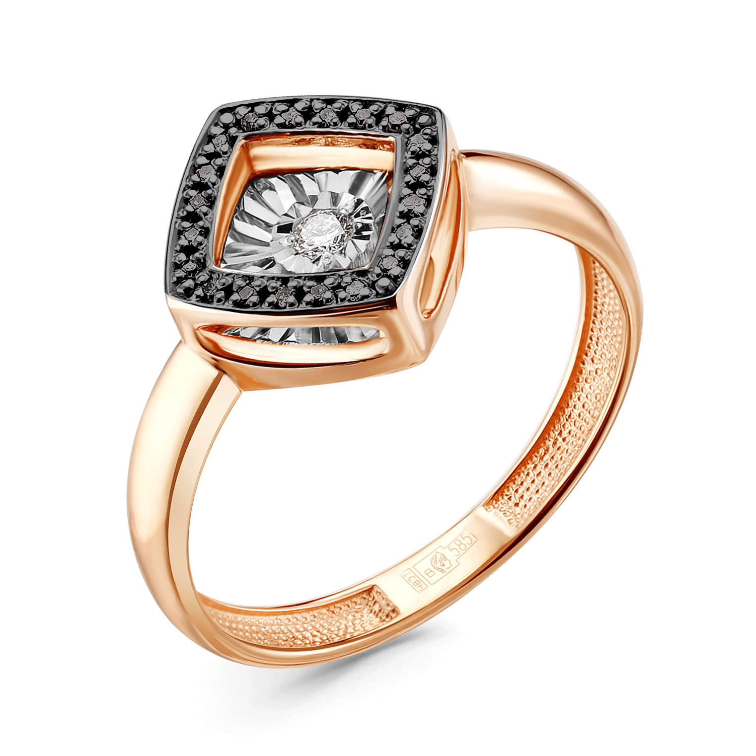 Кольцо Diamant online, красное золото, 585 проба, бриллиант