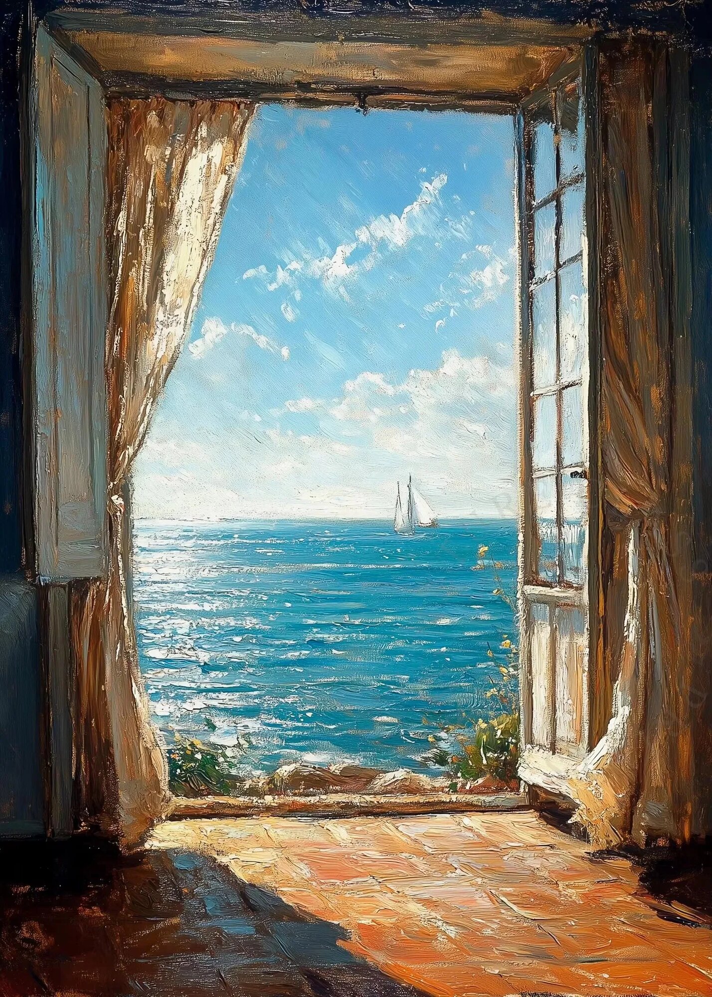 Печать на холсте "Морской пейзаж", 40x60см, SKU-06