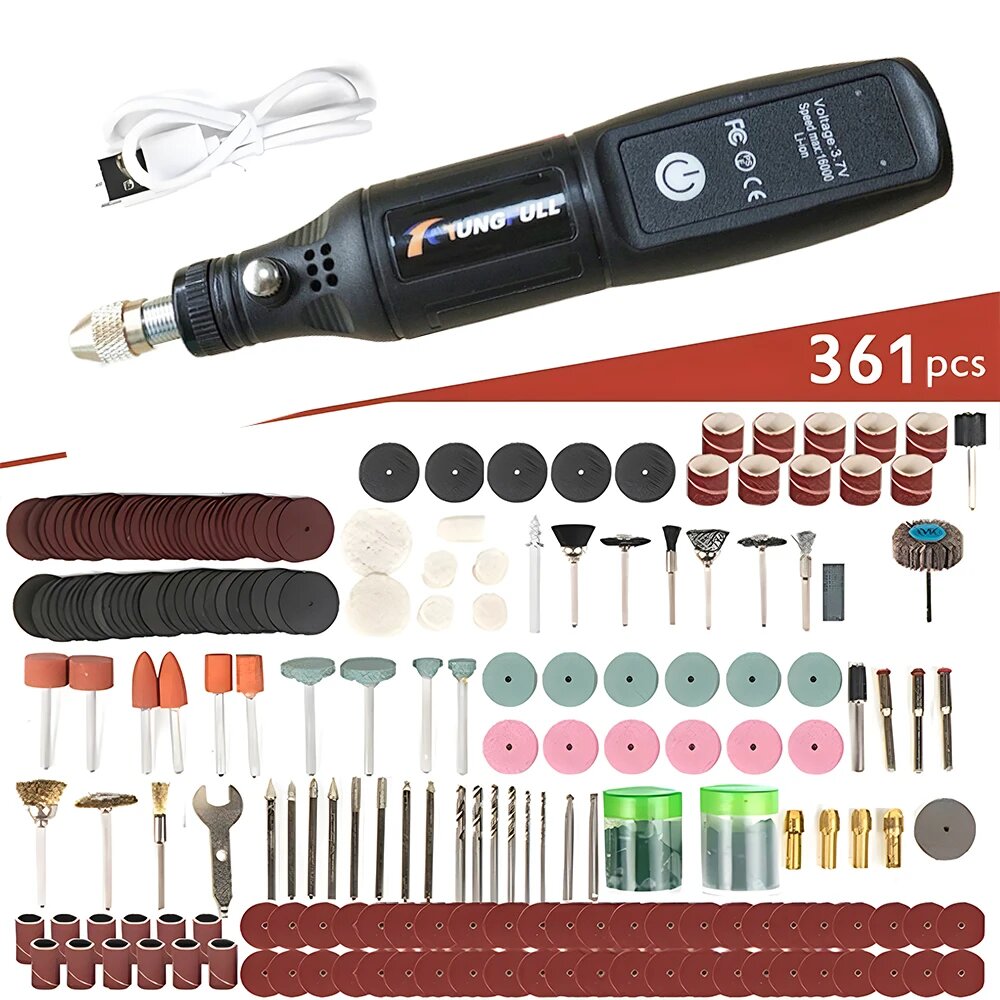 Мини-дрель TUNGFULL 3.7В USB with 361pcs