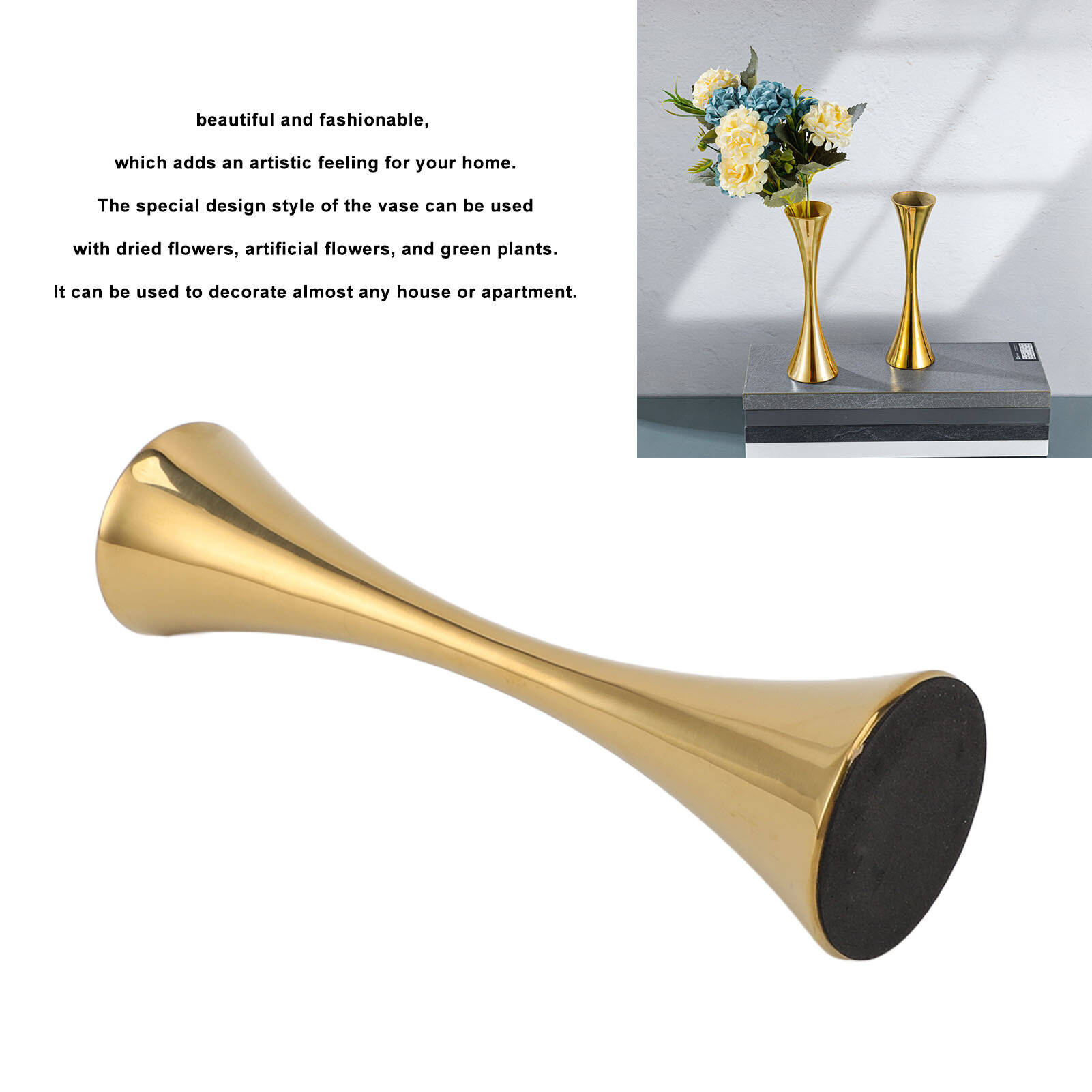 Ваза для цветов из нержавеющей стали, вазы для сухих цветов, круглый рот, маленький бутон, декоративная ваза для сушеных цветов, художественная мини-ваза для цветов, золото
