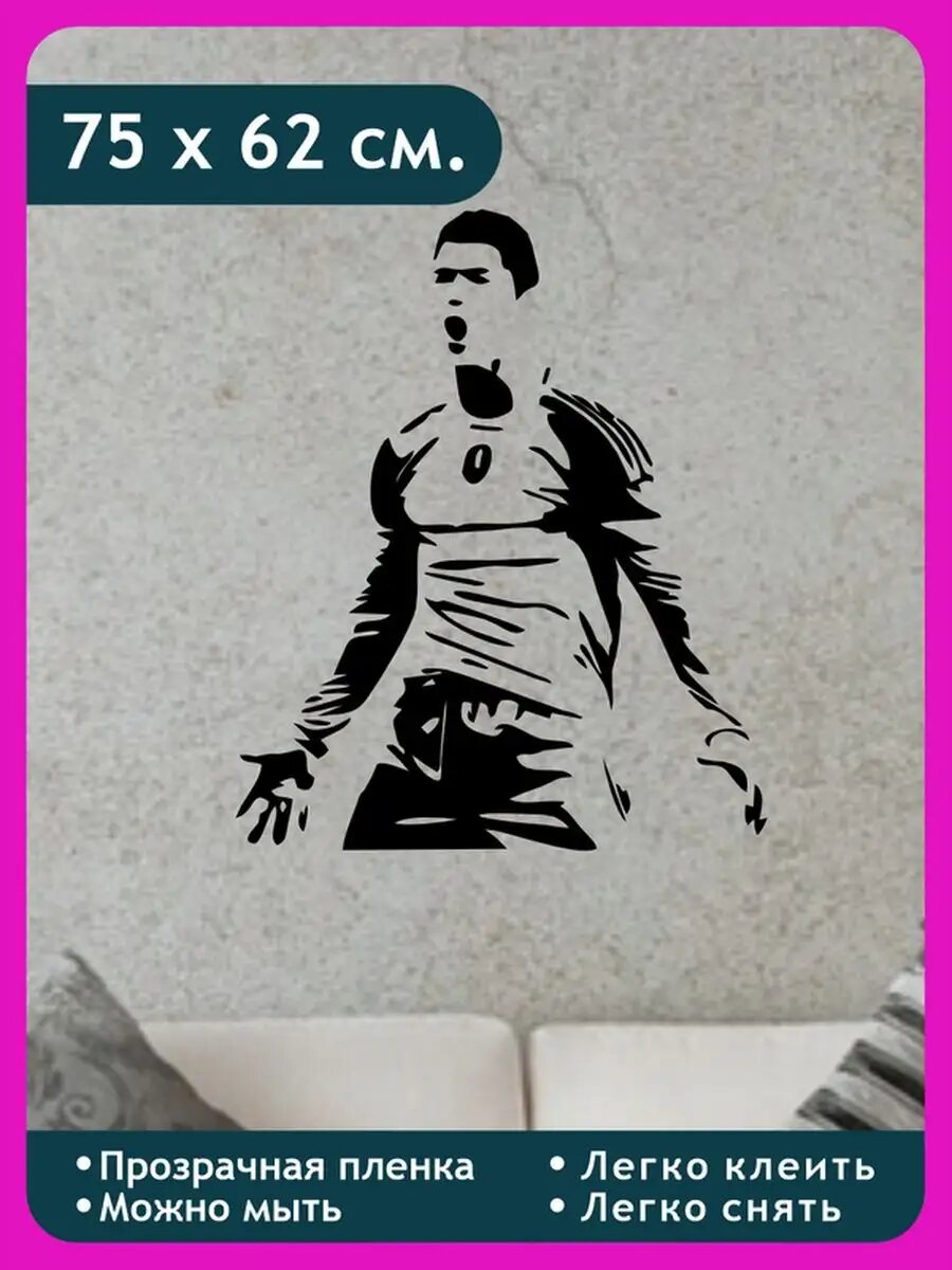 Наклейка на стену для декора интерьерная Спорт Футболист Роналду