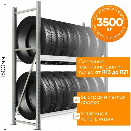 Стеллаж для колес Ironmebel Optimus Pro , шин и дисков h-1500 х 1200 х 500, 2 яруса