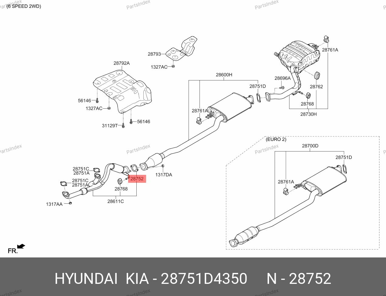 Прокладка катализатора, HYUNDAI/KIA/MOBIS 28751D4350