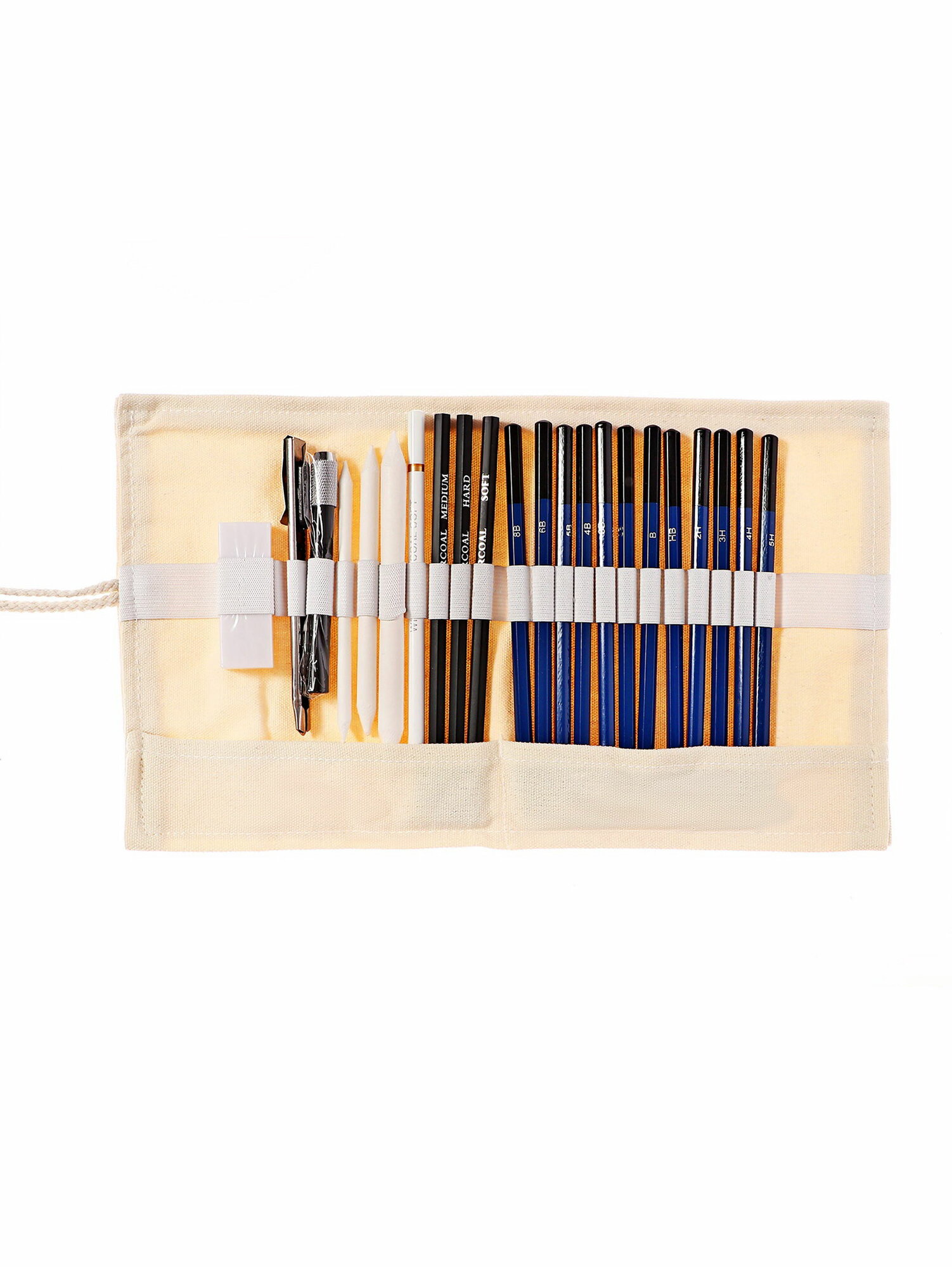 Набор художественный для рисования, пенал-скрутка, бежевый, тип: грифель