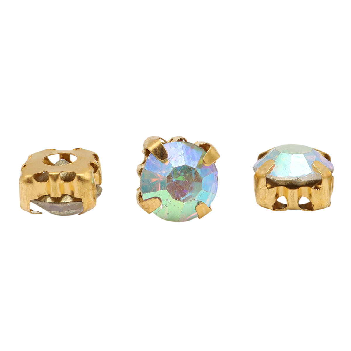 Хрустальные стразы в цапах круглые 8 мм, золото, Astra&Craft, 4AR167/168 (42 прозрачный AB), 20 шт