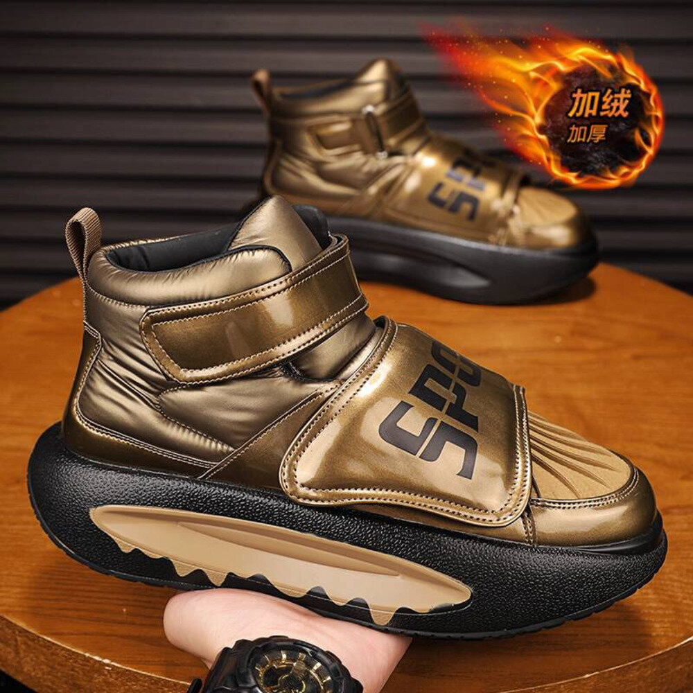 MOOCIE Мужские зимние галоши, обувь на хлопковой подкладке, утепленная вельветом, ботинки с толстыми подошвами и ракушечными носами, популярные высокие зимние ботинки для зимнего отдыха на северо-востоке США.