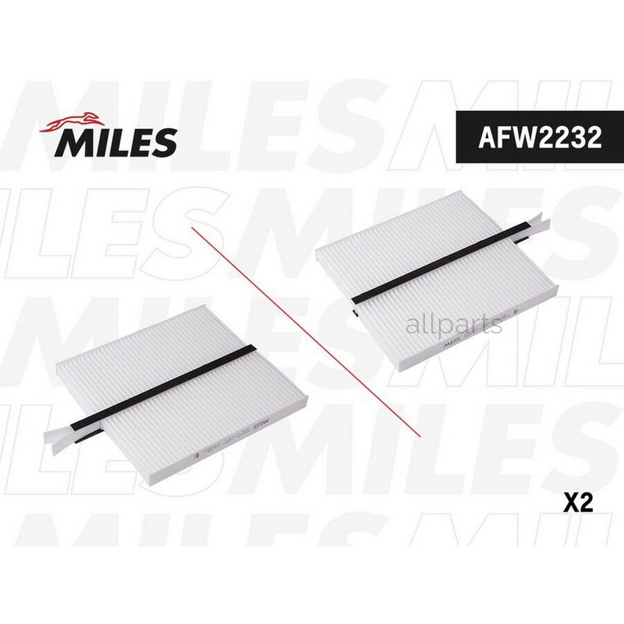 MILES AFW2232 Фильтр салона RENAULT KANGOO/OPEL MOVANO 08- (упак.2шт.)