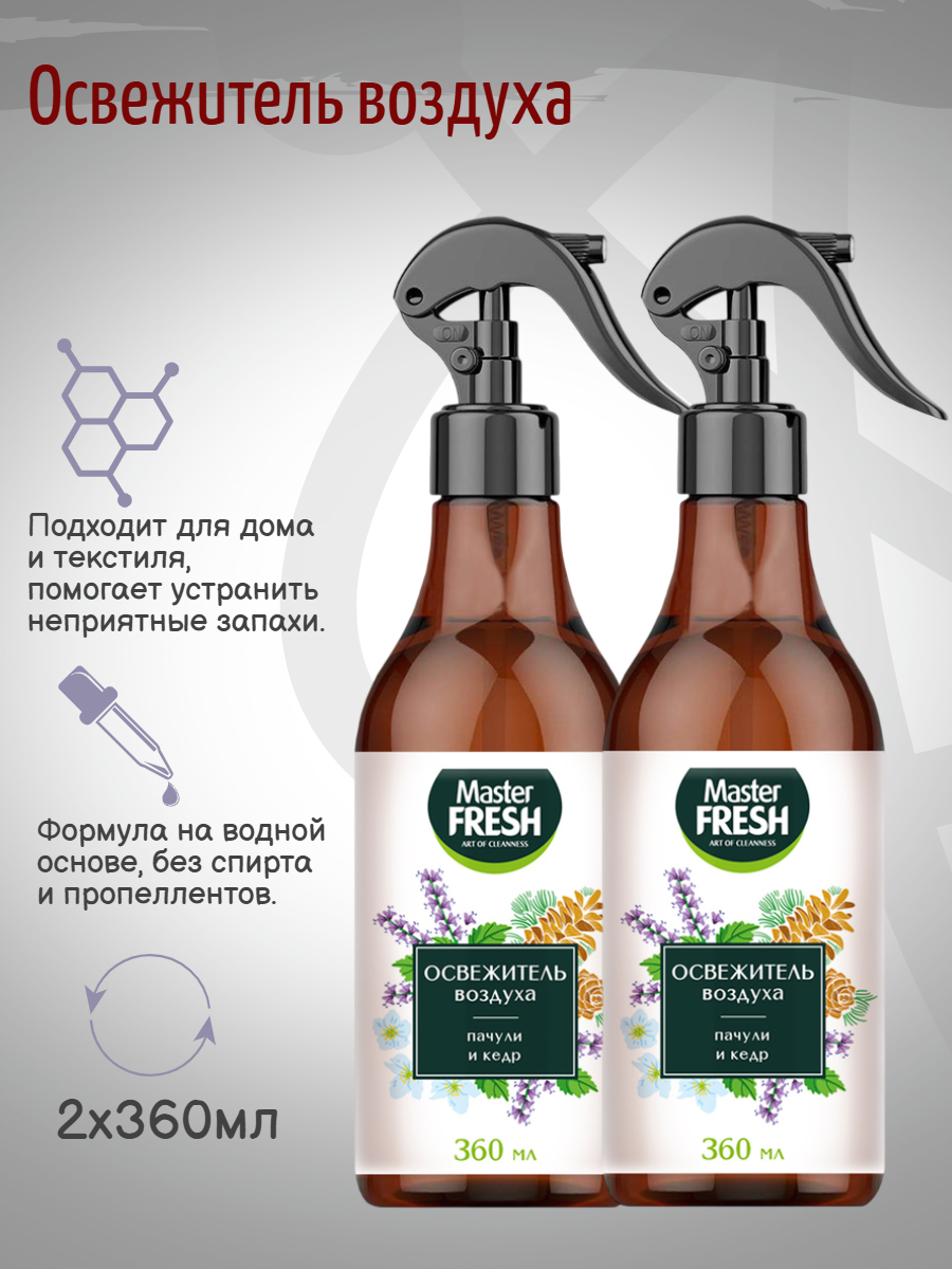 Master FRESH Освежитель воздуха пачули и кедр 360мл 2шт