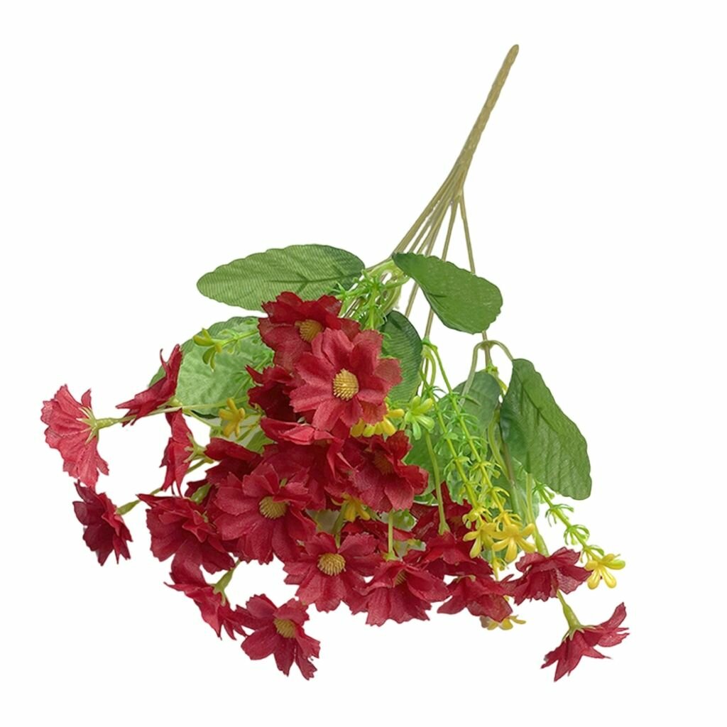 Имитация букета из 28 маленьких ромашек красного цвета