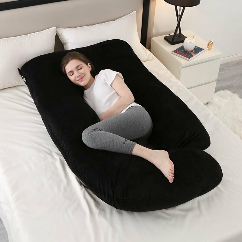 Подушка для беременных Crystal Velvet J-Shape Nursing Maternity Side Sleeper Waist Protector Maternity Pillow