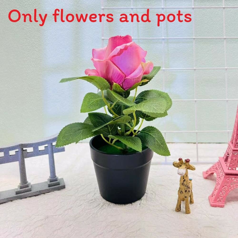 Rosa rugosa миниатюрный цветок с шелком и пластиком для балкона и настольного декора красный