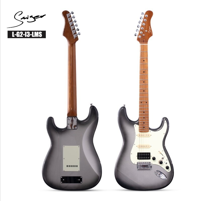 Гитара Smiger L-G2-I3, 6 струн, стратокастер, полуакустический корпус, тремоло-бридж（Серебристо-серый）
