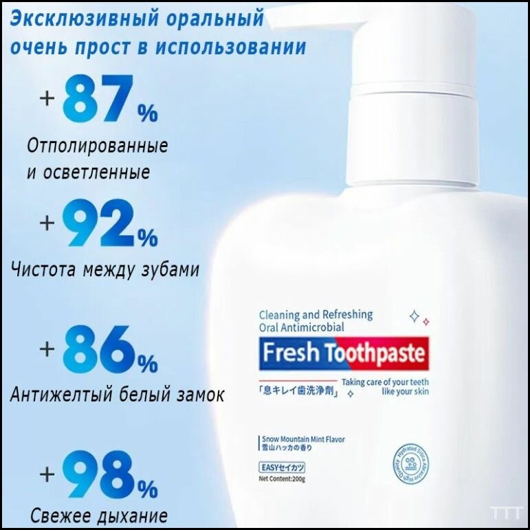 Зубная паста, для детей и взрослых, антибактериальная, отбеливающая, 200 г — фото 1