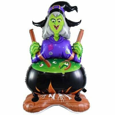 Воздушный шар фольгированный весёлая затея "Фигура Air", Halloween, Ведьма с зельем, разноцветный, 45 дюймов
