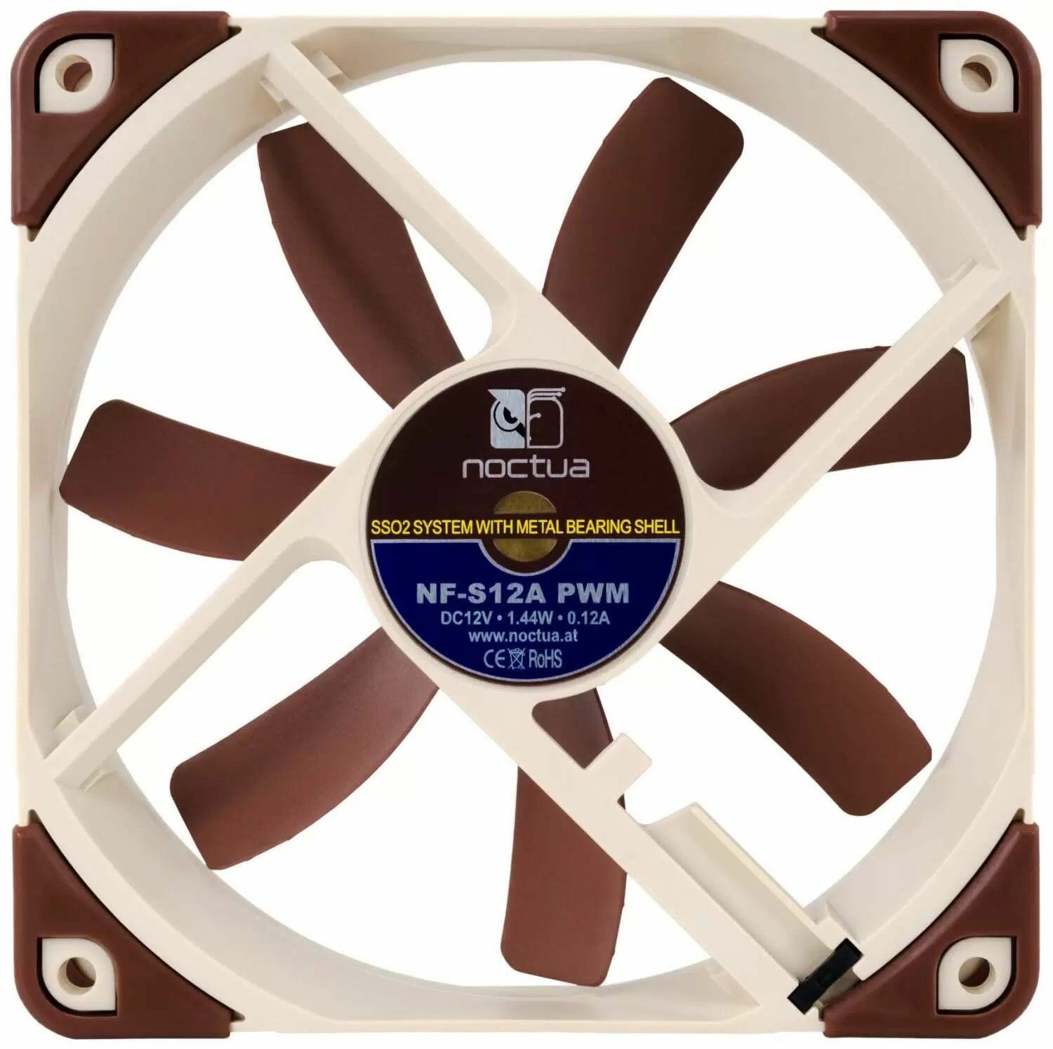 Корпусный вентилятор Noctua NF-S12A PWM (NF-S12A PWM) - 120mm 1 вeнтилятор для корпуса, 1200 об/мин, 17.8 дБ, 4-pin PWM