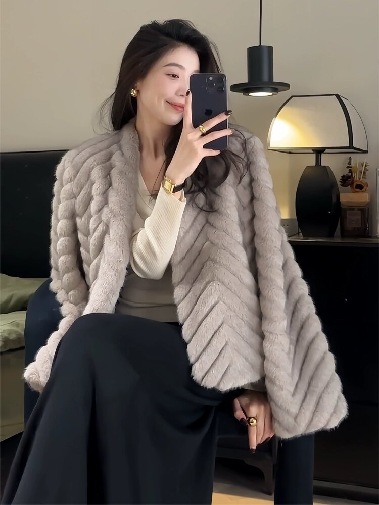 Высококачественная искусственная норковая шуба из норки, зимняя, новая модная, короткая, толстая, теплая, с V-образным узором, для женщин.