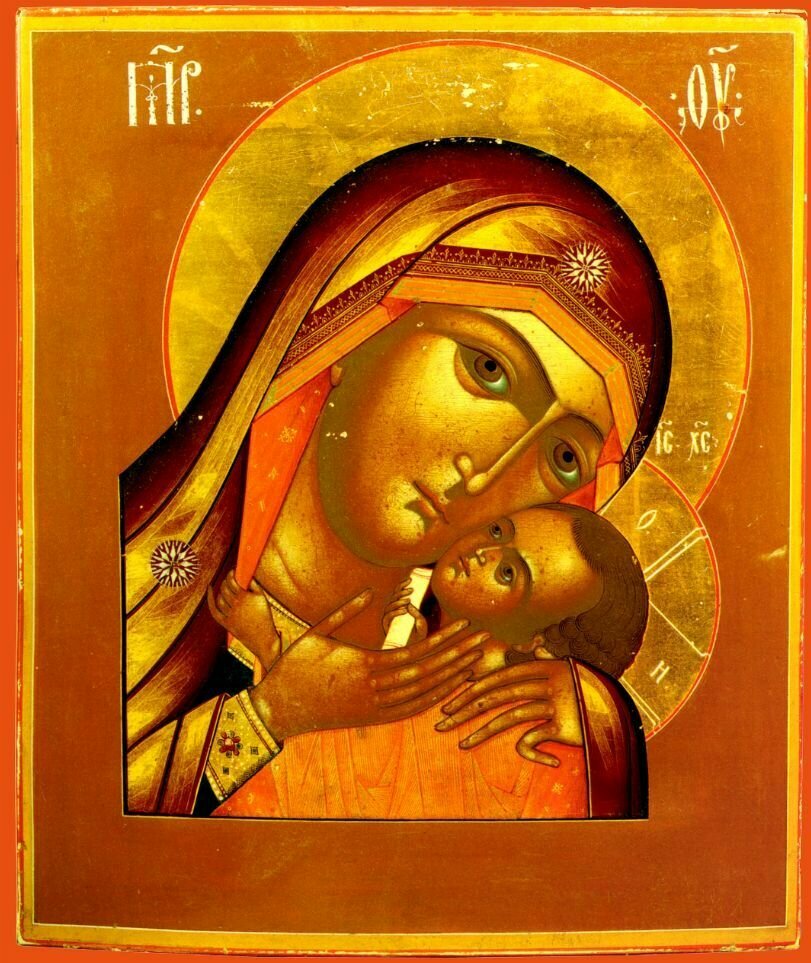 Корсунская икона Божией Матери деревянная на левкасе (13 см)