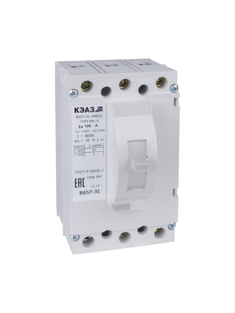 Выключатель автоматический 63А 800Im ВА57-31-340010 УХЛ3 690В AC КЭАЗ 108440