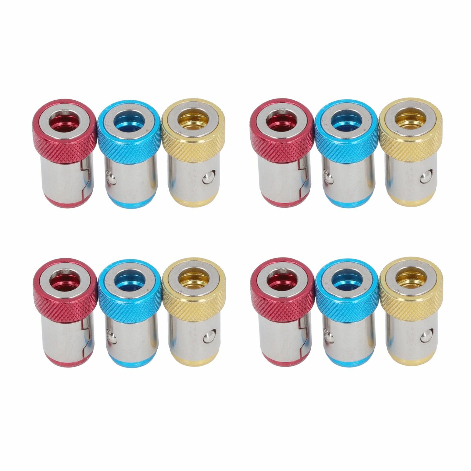 12 шт. магнитн. винтовые кольца, алюм. сплав, магнит всасывающий держатель, красный, желтый, синий