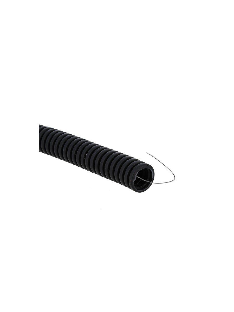 Труба гофрированная ПВХ d20мм с протяжкой черн. (уп.100м) Plast EKF tg-z-20-100-black