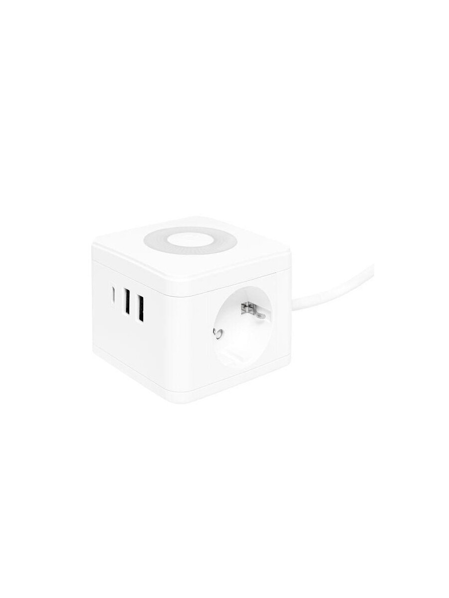 Удлинитель "Куб" 2х1.3м 2USB 2.4А+Type C + Ночник 1кв. мм EKF UBA-CUB-2-TC