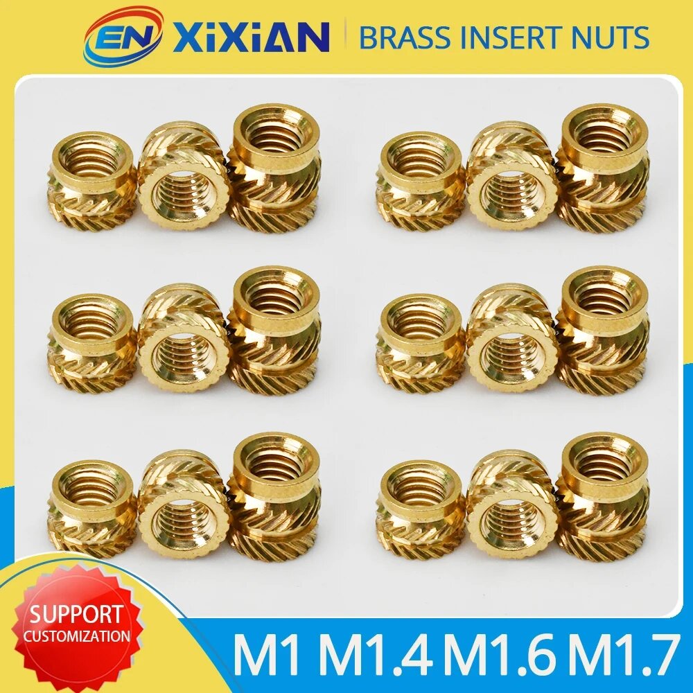 Медные гайки M1 M1.4 M1.6 M1.7 с кольцевой вставкой M1.4x4x2.3(100pcs)