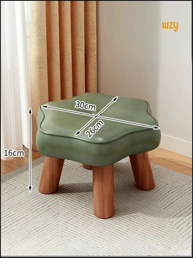 Табурет, овальный, натуральный деревянный каркас, обивка из искусственной кожи, зеленый