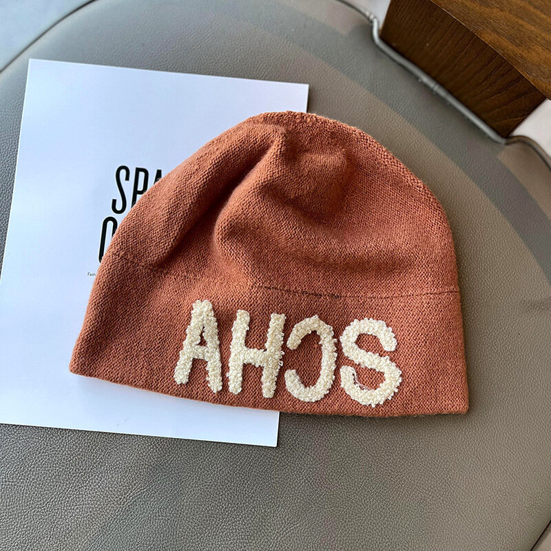 Интернет-знаменитость, трендовая корейская шапка с объемными буквами, вязаная теплая шапка для женщин