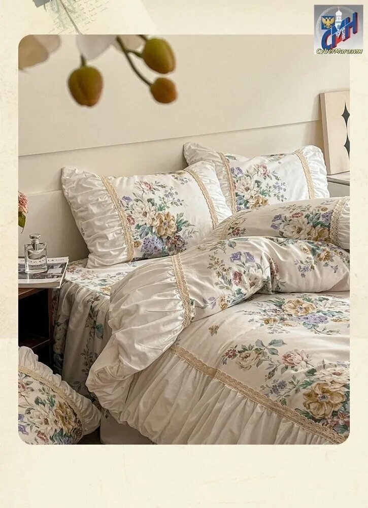 Комплект постельного белья, Хлопок, Евро, наволочки 48x74