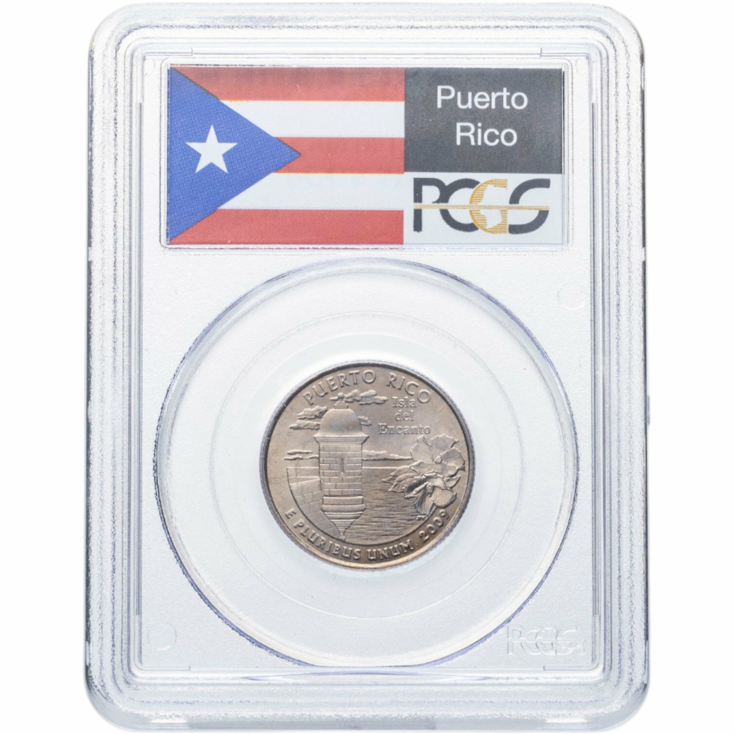 США 1/4 доллара квотер, 25 центов 2009 "Пуэрто Рико" в слабе PCGS MS65, Медь, в сохранности PF69