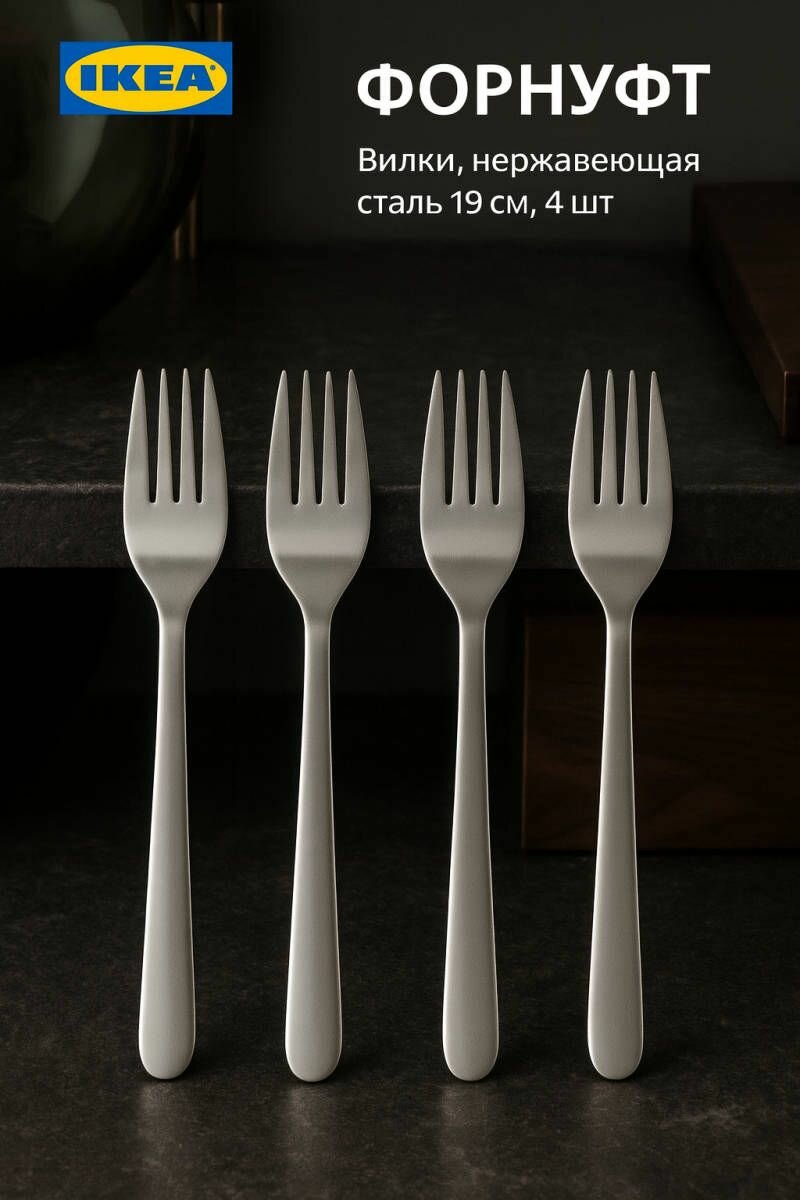 Вилки IKEA FORNUFT (форнуфт), из нержавеющей стали, 19 см, 4 шт