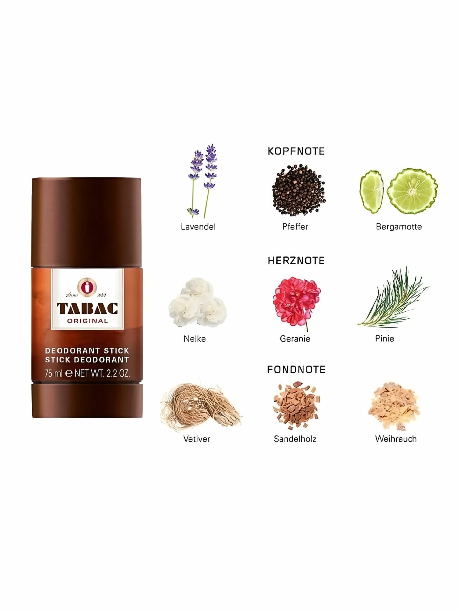 Дезодорант TABAC Original, стик, мужской, 75 мл, парфюмированный — фото 1