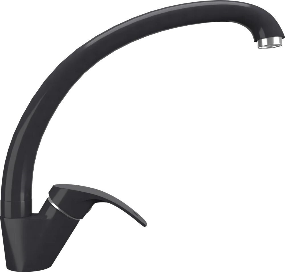 Смеситель для кухни Ulgran Quartz UQ-007 с поворотным изливом, черный, матовый, однорычажный, латунный, с керамическим картриджем