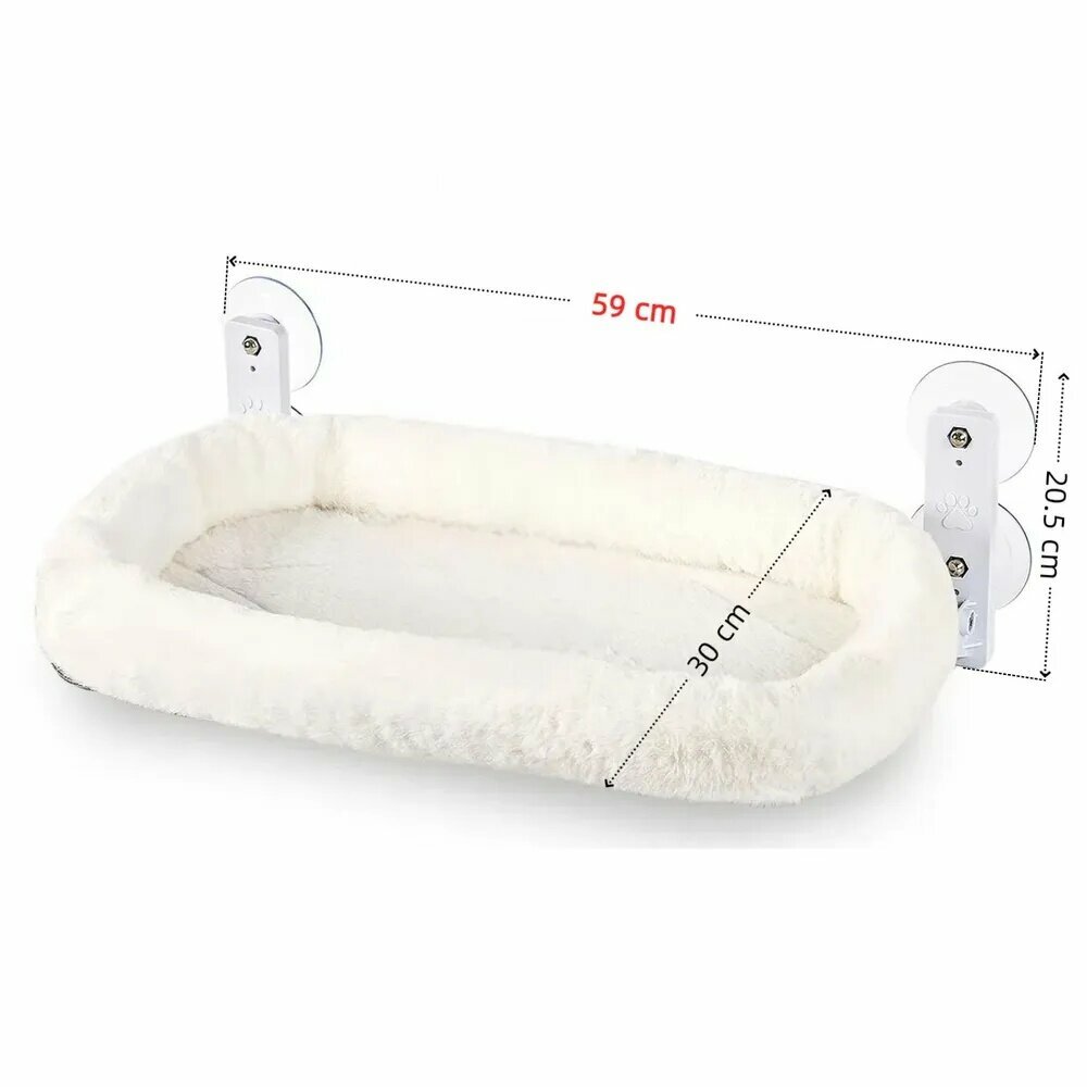 Гамак для кошек на окно подвесная лежанка для кота на стекло Белый 68*30cm