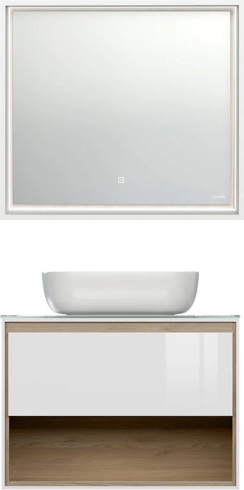 Мебель для ванной комнаты Cersanit Louna 80 светлое дерево, со столешницей