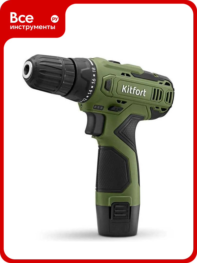 Аккумуляторная дрель-шуруповерт, 12 В, 30 Нм, 1500 об/мин, с реверсом и подсветкой для сверления в дереве и металле