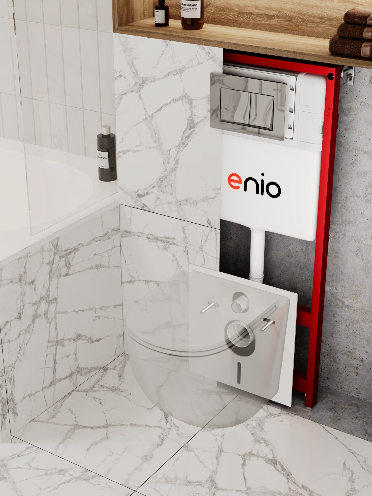 Система инсталляции для подвесных унитазов Enio Profi EN7050050 с кнопкой Pulsante хром глянцевый