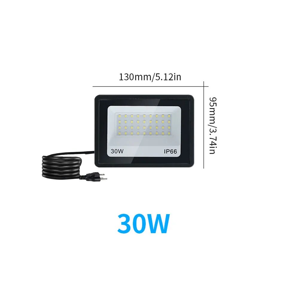 Светодиодный прожектор 10W-300W черный, 30W, Neutral light