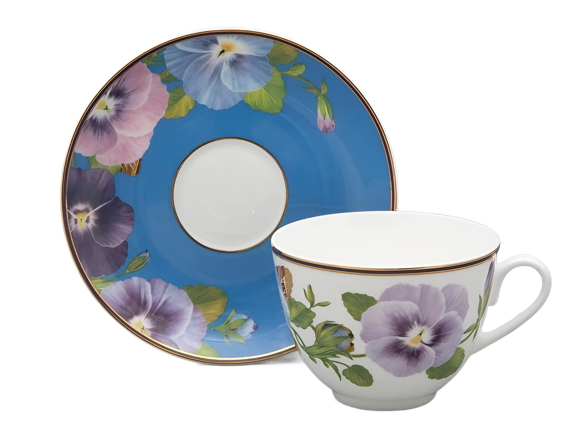 Чашка с блюдцем ИФЗ Весенняя-2, Виола 2, 250мл, костяной фарфор 81.34139.00.1